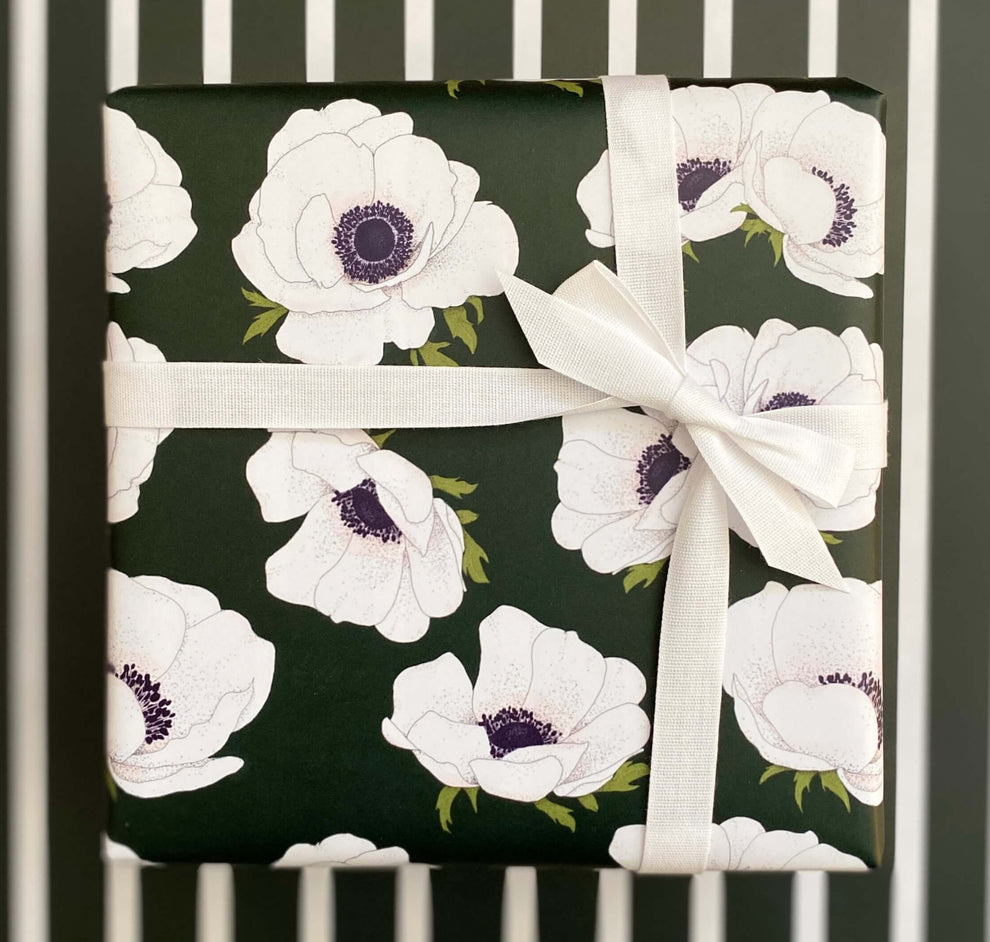 White Anemone Floral Wrapping Paper – Ballard and Prescott